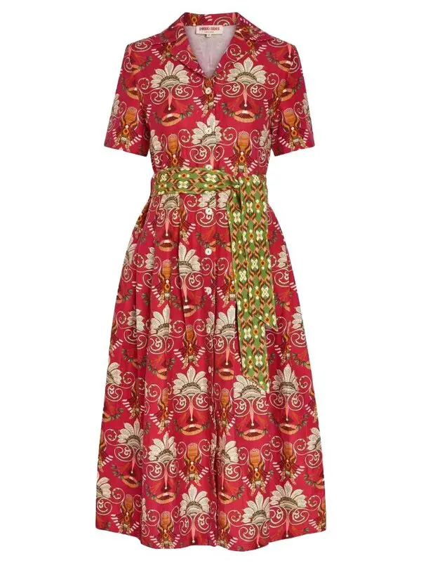 EMPORIO SIRENUSE Claudia Graphic-print Belted Dress - Red