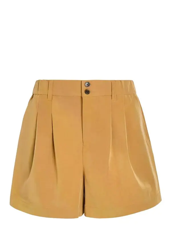 Varley Tansy Pleated Belt-loop Shorts - Brown
