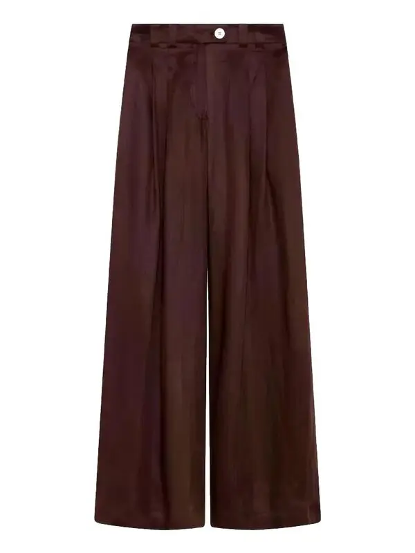 Marella Slub-texture Pleated Trousers - Brown