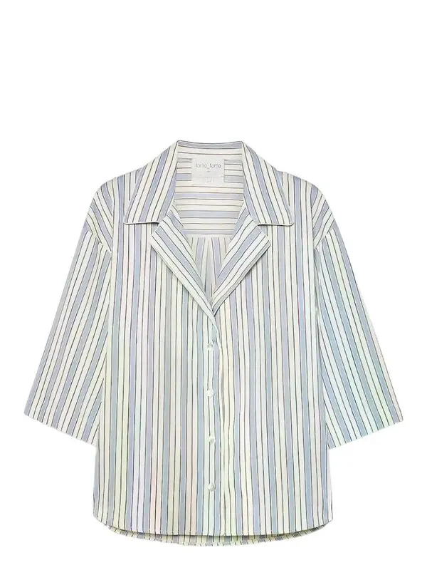 FORTE_FORTE Striped Short-sleeve Shirt - Neutrals