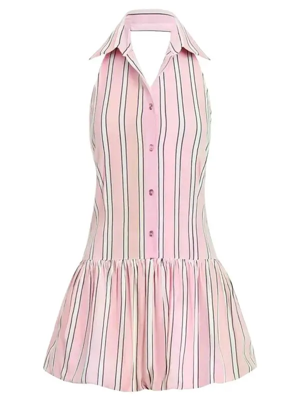 SEROYA Anastacia Striped Bubble-hem Mini Dress - Pink