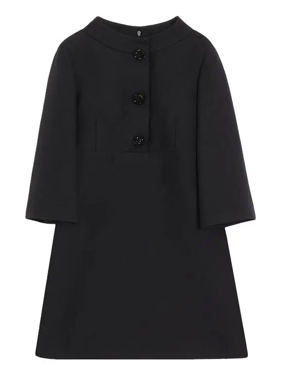 Valentino Garavani Crepe Couture Short Dress With Jewelled Buttons - Black