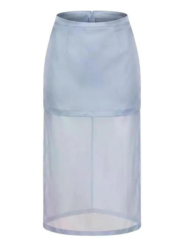 SUPER BLOND Silk Pencil Midi Skirt - Blue