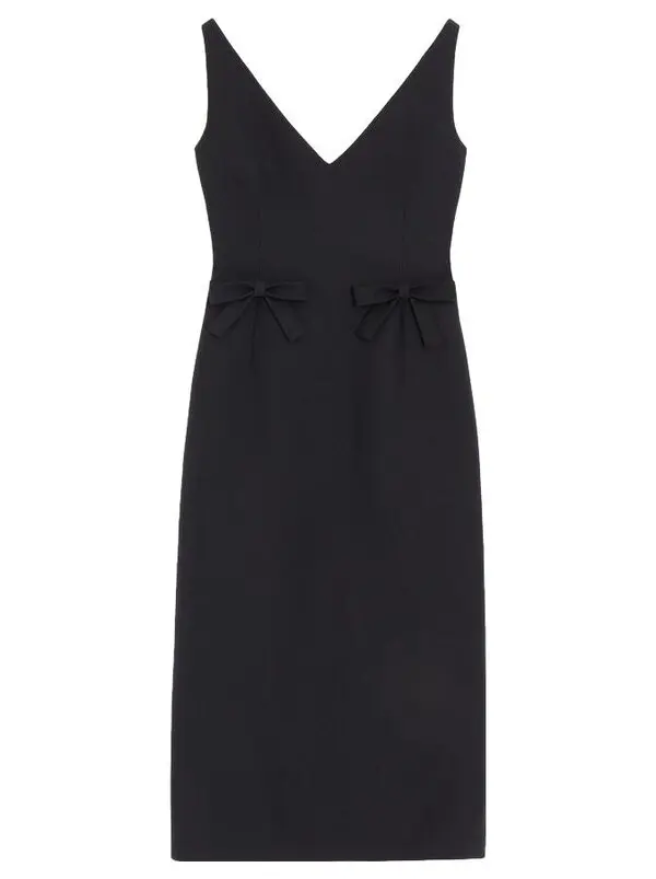 Valentino Garavani Crepe Couture Midi Dress With Bow Detail - Black