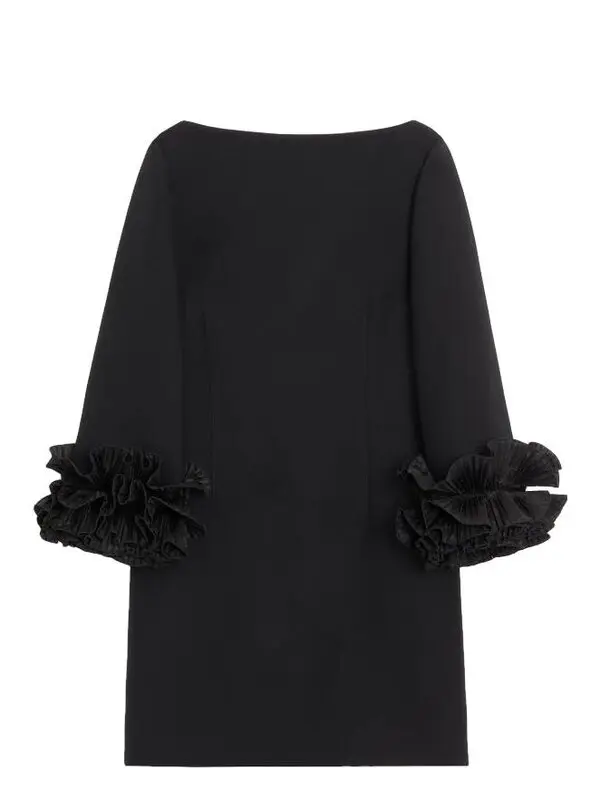 Valentino Garavani Crepe Couture Dress With Taffeta Ruffles - Black