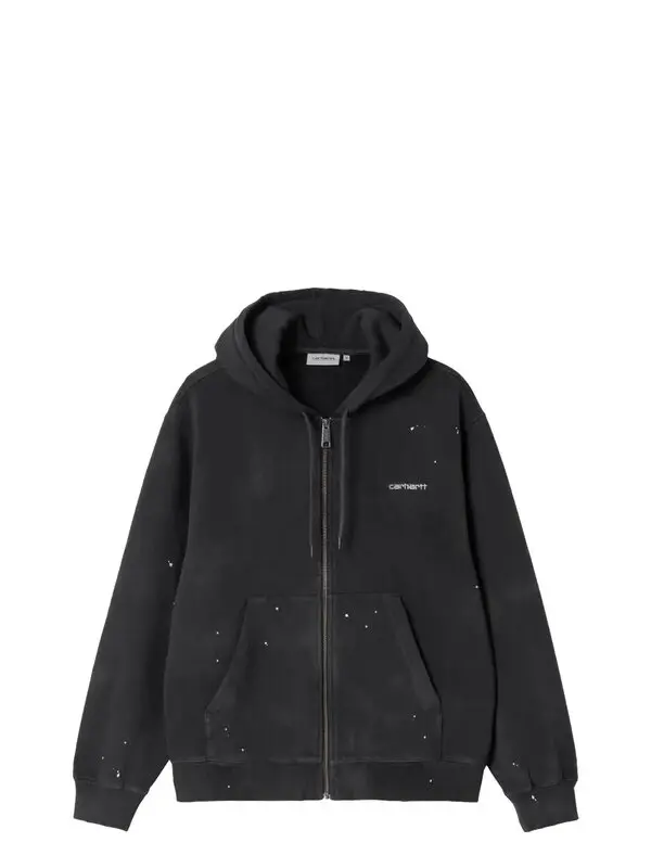 Carhartt Work In Progress Paint-effect Zip-up Hoodie - Black