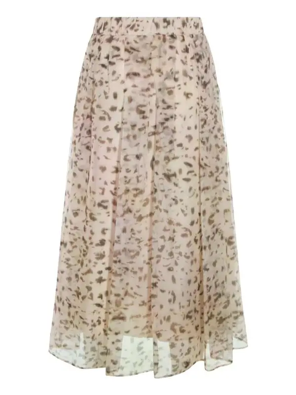 Brunello Cucinelli Animal-print Silk Skirt - Neutrals