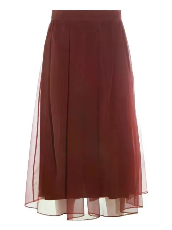 Brunello Cucinelli Sheer Pleated Skirt - Red