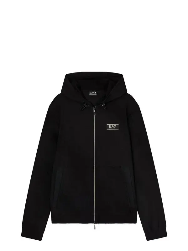 EA7 Premium Label Zip-up Hoodie - Black