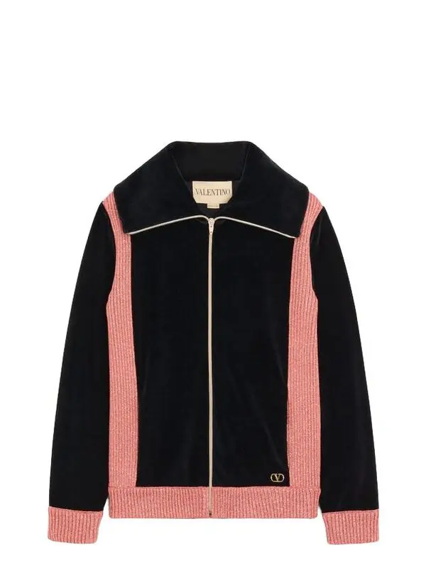 Valentino Garavani Jersey Sweatshirt With Vlogo Plaque - Black/pink