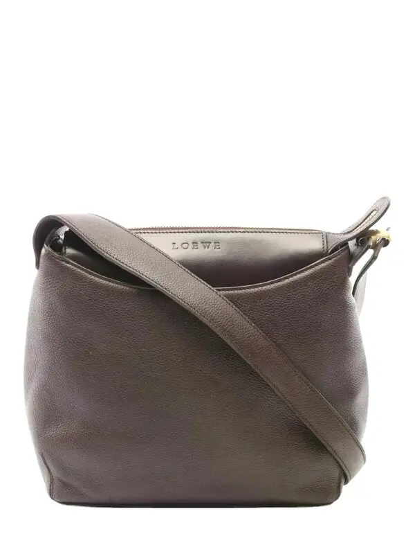 Loewe Grained Leather Logo Shoulder Bag - Brown