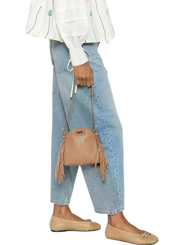 Maje Fringed Leather Mini Bag - Brown