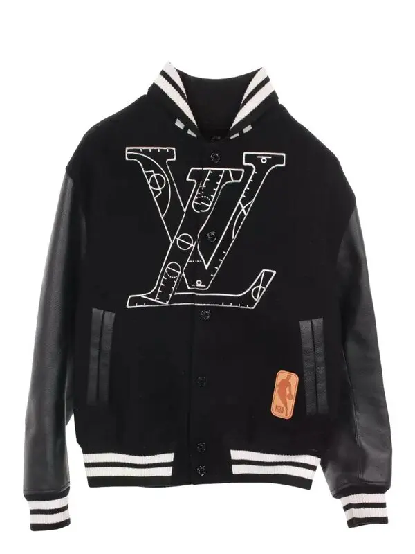 LOUIS VUITTON Embroidered Logo Bomber Jacket - Black