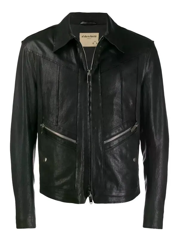 AL DUCA D’AOSTA 1902 Lambskin Zipped Leather Jacket - Black