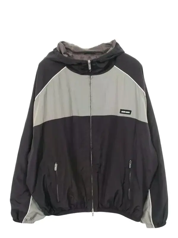 Miu Miu 2000s Hooded Zip-up Jacket - Black
