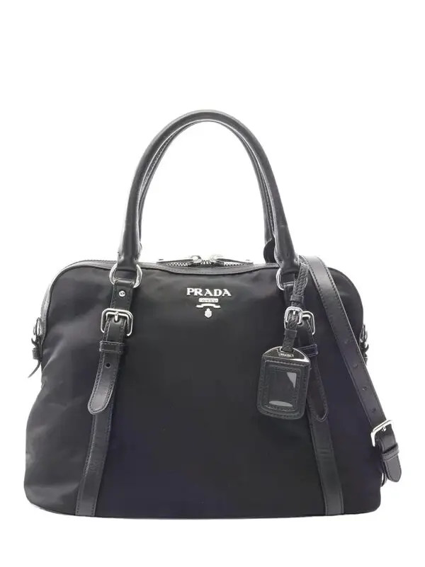 Prada Tessuto Leather-trim Tote Bag - Black