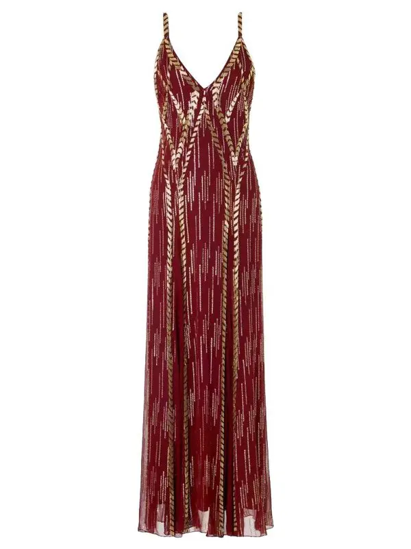 TEMPERLEY LONDON Viola Bead-embellished Open-back Maxi Dress - Red