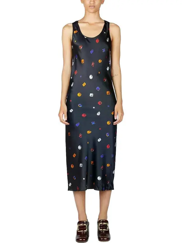 Sportmax Printed Sleeveless Midi Dress - Black
