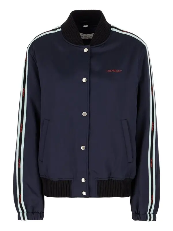 Off-White Bomber Jacket With Sporty Stripes - Multicolor