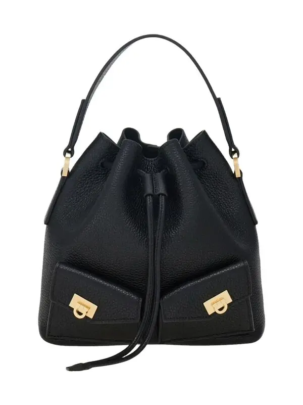 FERRAGAMO Buckled Multipocket Bucket Bag - Black