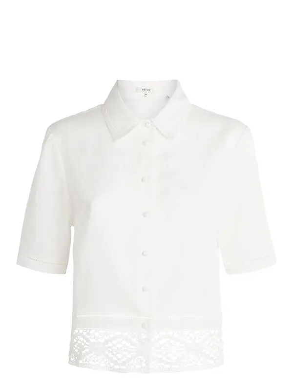 FRAME The Heirloom Shirt In Organic Ramie With Lace Detail - White