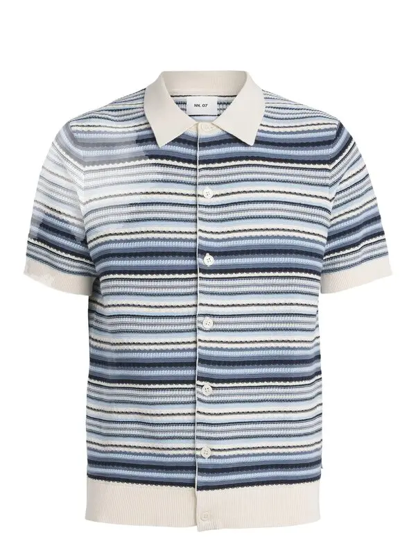 NN.07 Organic Cotton Nolan Striped Cardigan - Navy