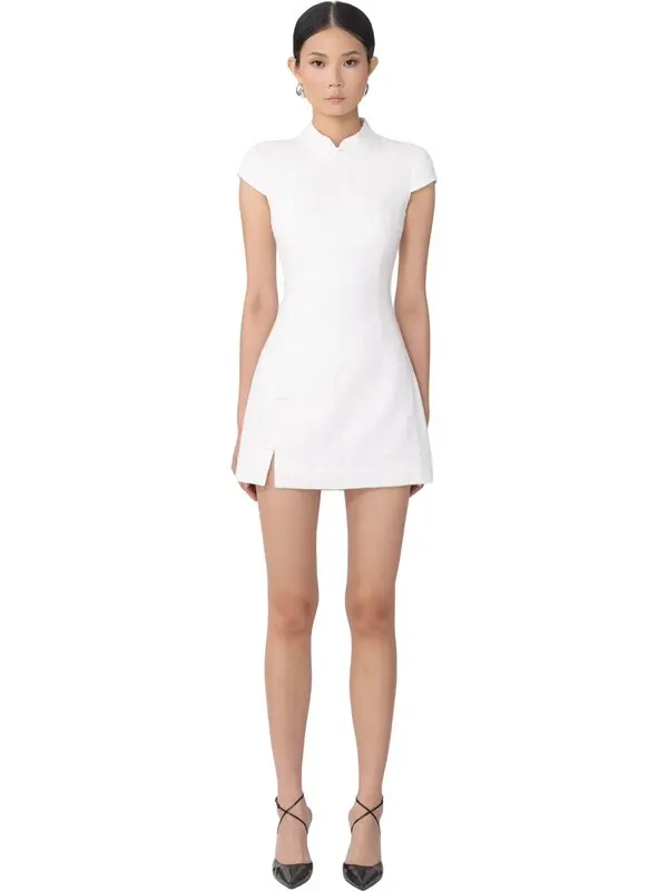 SAU LEE Natasha Sequined Tweed Mini Dress - White
