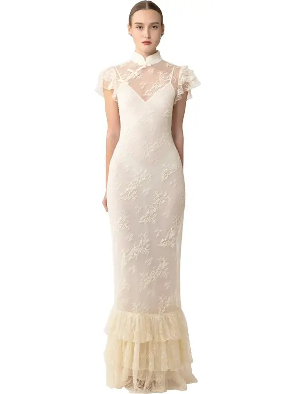 SAU LEE Ramona Lace Maxi Dress - Ivory