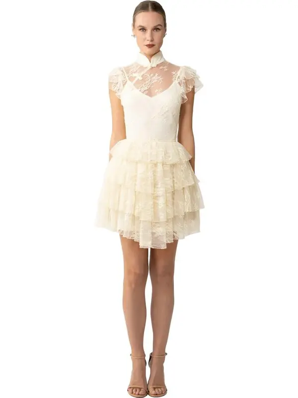 SAU LEE Roux Lace Mini Dress - Ivory