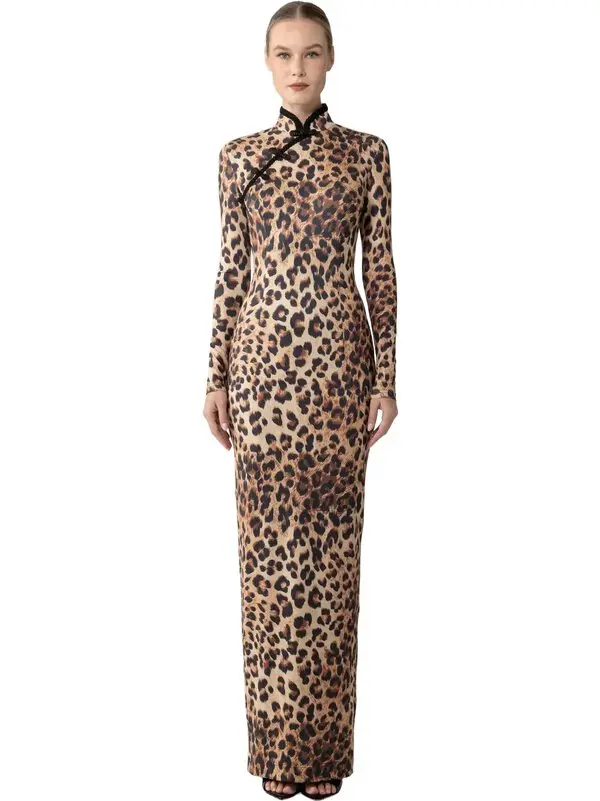 SAU LEE Irene Print Maxi Dress - Leopard