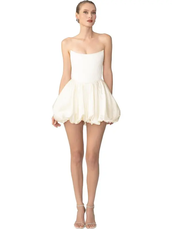 SAU LEE Lydia Satin Strapless Corset Mini Dress - Ivory