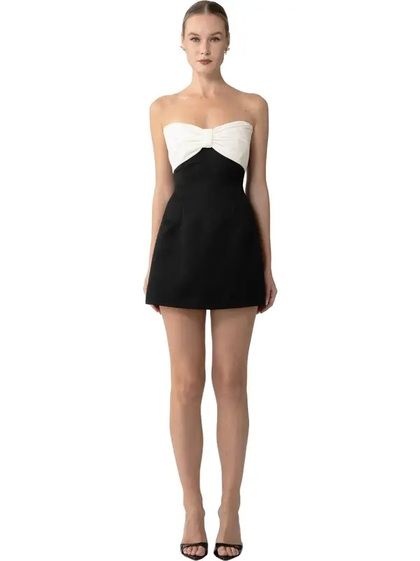 SAU LEE Jace Mini Dress - Black White