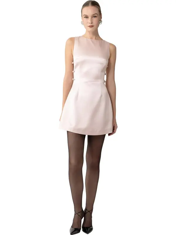 SAU LEE Teddi Satin Mini Dress - Misty Pink
