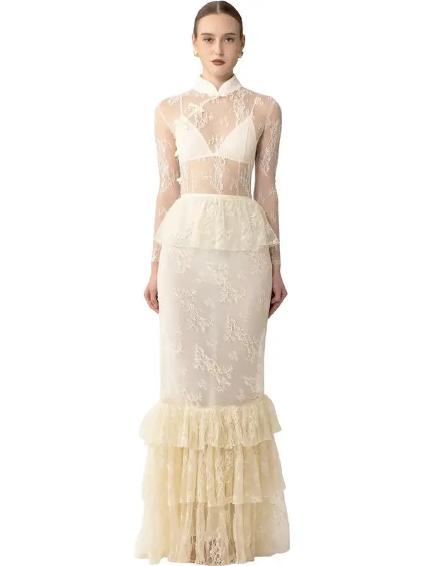 SAU LEE Rosie Lace Skirt - Ivory