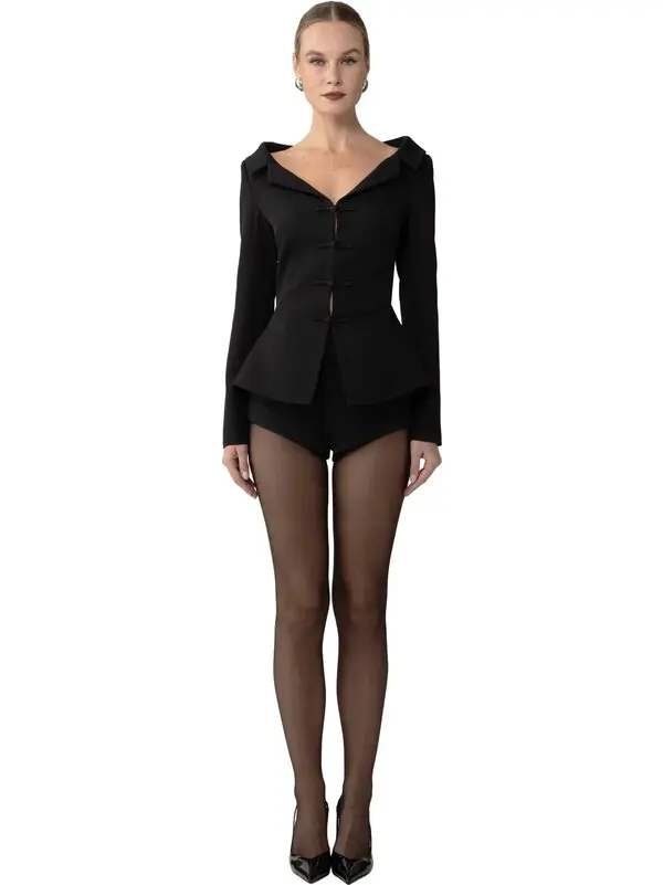 SAU LEE Niki Crepe Shorts - Black