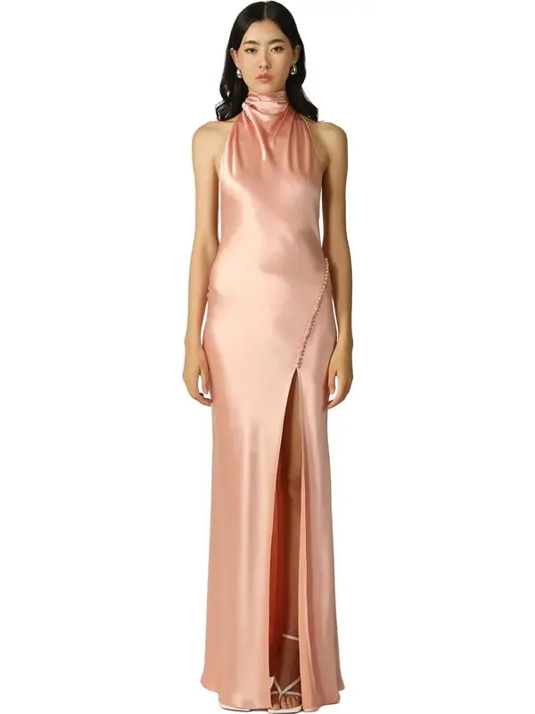SAU LEE Penelope Backless Satin Gown - Pink Champagne