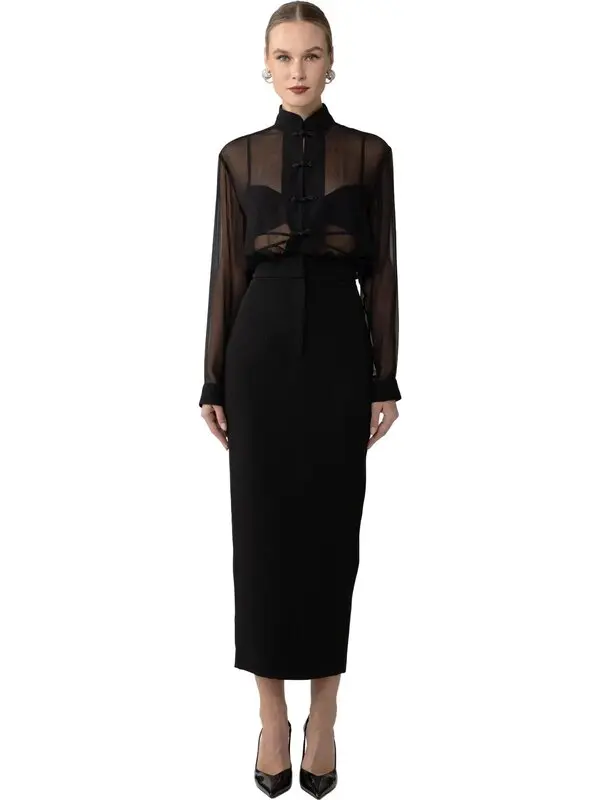 SAU LEE Niki Crepe Skirt - Black