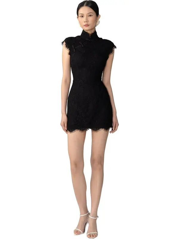SAU LEE Sia Lace Mini Dress - Black