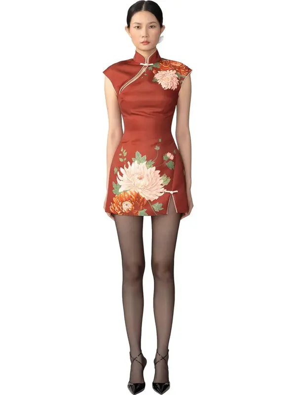 SAU LEE Dora Mini Dress - Auburn