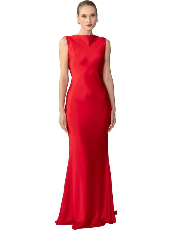 SAU LEE Callie Satin Gown - Red