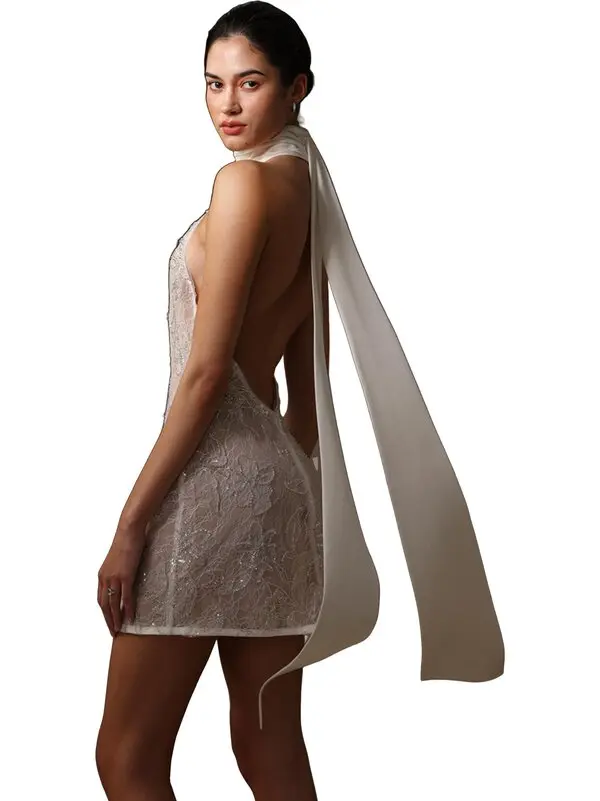 SAU LEE Donna Lace Mini Dress - White