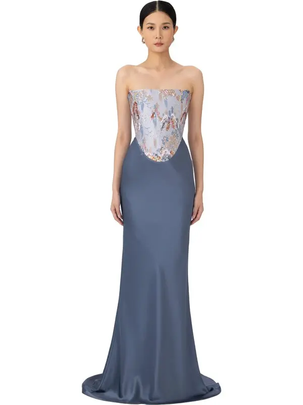 SAU LEE Isha Gown - Blue Ash