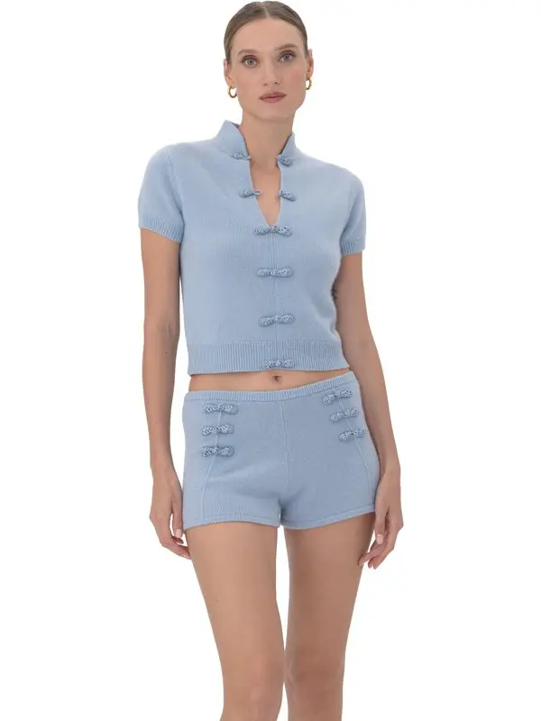 SAU LEE Aspen Cashmere Shorts - Blue Ash