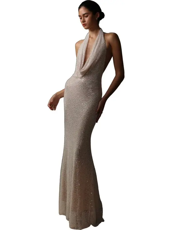 SAU LEE Lindsay Beaded Gown - White