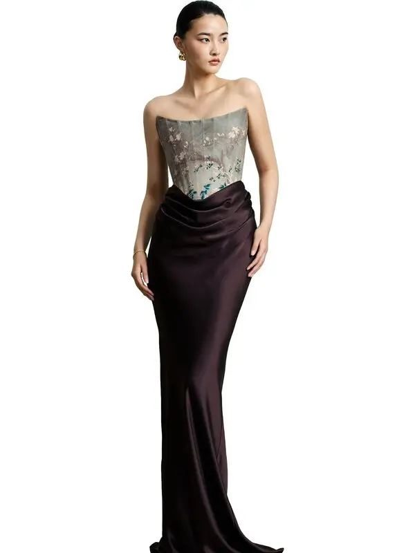 SAU LEE Frances Gown - Brown Multi