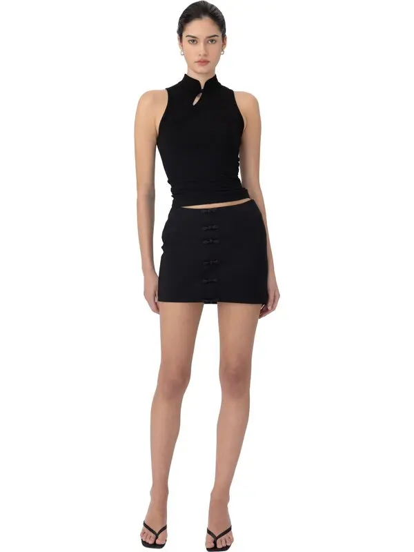 SAU LEE Sima Mini Skirt With Knot Detailing - Black
