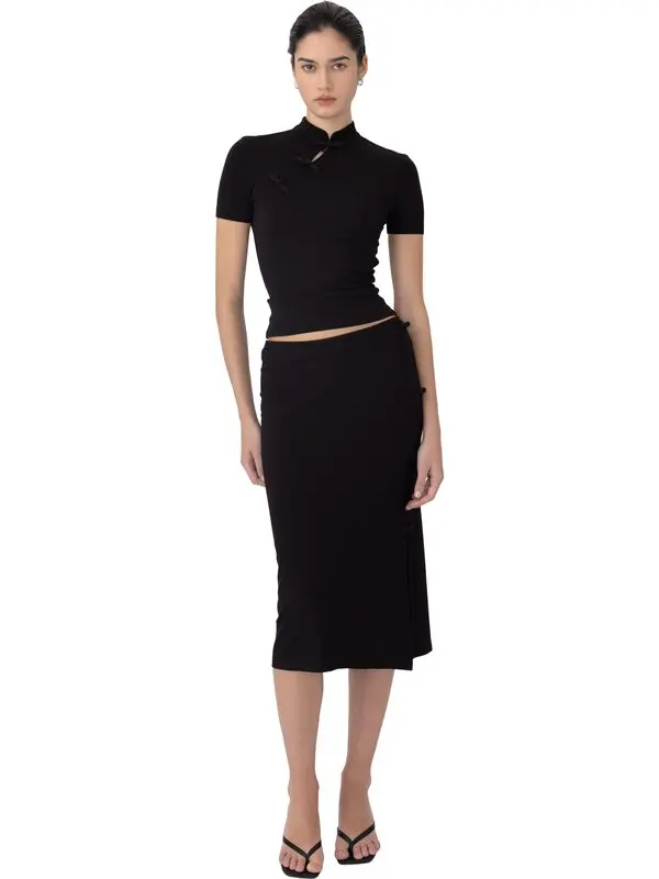 SAU LEE Timo Midi Skirt - Black