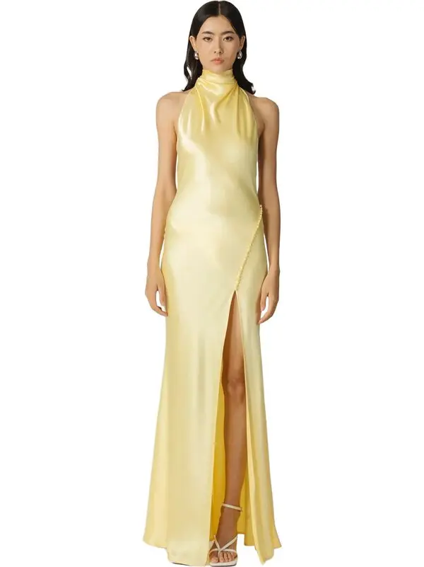 SAU LEE Penelope Backless Satin Gown - Popcorn Yellow