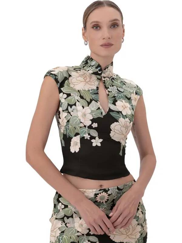 SAU LEE Dara Top - Black Multi
