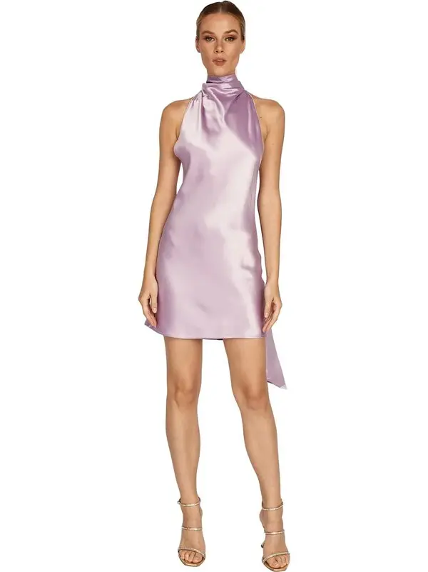 SAU LEE Penny Backless Satin Mini Dress - Lavender